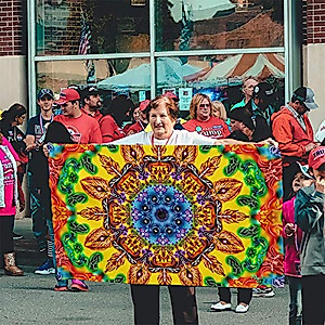 Hippie Pattern Flag 3x5 Ft Outdoor Decorative Banner Outside Hanging Standard Flag for Yard Garden Lawn Holiday