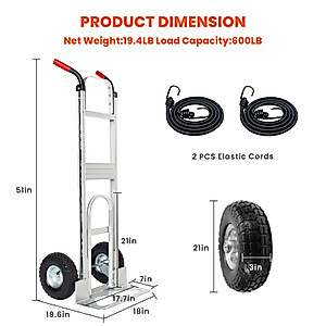 Oyoest Folding Hand Truck and Dolly,440 Lbs Capacity Portable Aluminum Luggage Cart with Telescoping Handle and Rubbers,Portable Dolly cart for Luggage/Personal/Travel/Mobile/Office Use.