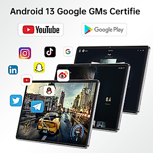 Tablet 10.1 inch Android 13 Tablet PC Latest Update Octa Core Processor 8(4+4) + 64GB Storage, 1TB Expand Support, Dual Camera, with 4G Cellular Tablet, WiFi, FM, Bluetooth, GPS, HD Display Metal Body