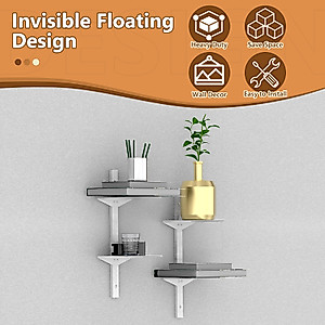 MQKIWAO Invisible Floating Bookshelf for Wall Mounted, 3 Pack White Spine Book Tower, 6 Tier Vertical Book Organizers, Heavy Duty Metal Bookshelf for Home, Office, Bedroom, Kids Room