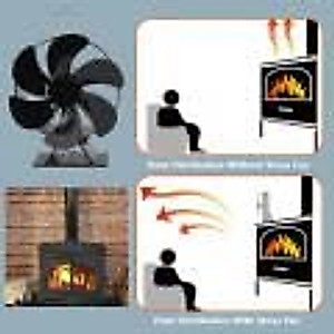 Ymiko 6 Blades Fireplace Fan Thermoelectric Wood Stove Fan Heat Powered Air Circulation for Home