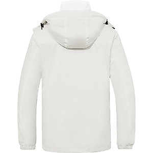 wantdo Men's 3-in-1 Winter Coat Waterproof Snow Jackets Warm Skiing Jacket with Hood White L