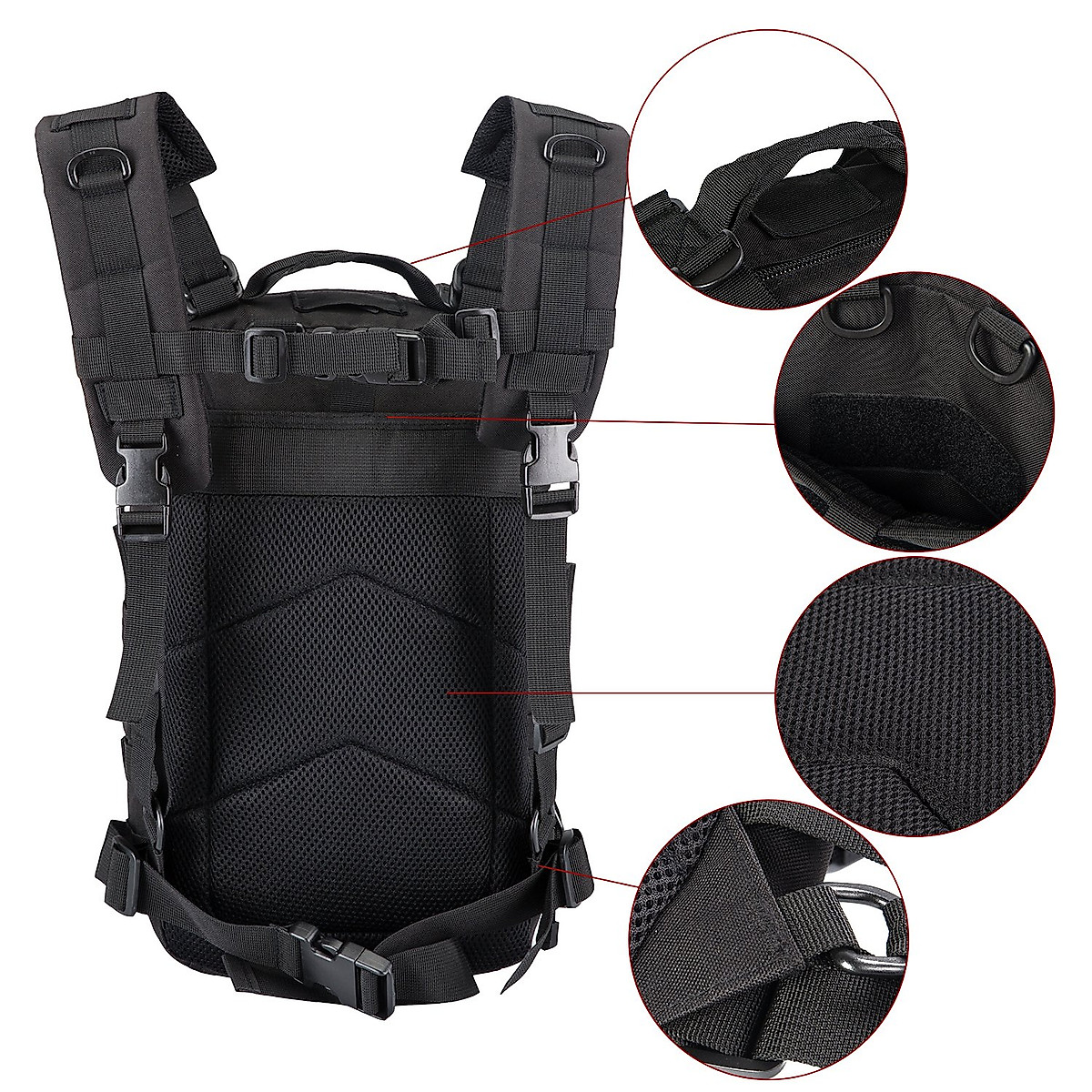 Small 30L Rucksack Pack for Outdoors, Hiking, Camping, Trekking, Bug Out Bag, Travel, Military & Tactical Army Molle Assault Backpack With US Flag Patch