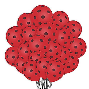 50 Pcs Ladybug Balloons Red Black Polka Dots Balloon 12 Inches Latex Party Balloon for Ladybug Theme Party Wedding Birthday Party Festival Decorations