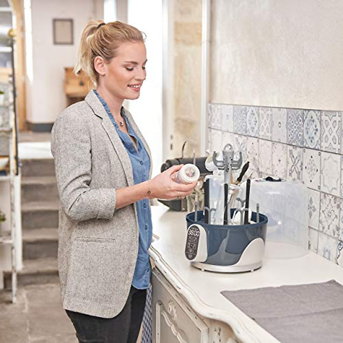 Babymoov Turbo Pure Steam Sterilizer Dryer, Patented Purified Sterilization, Fast & Clean Drying, Baby Bottle Storage and Easy Use (Elimates 99.9% of bacteria)