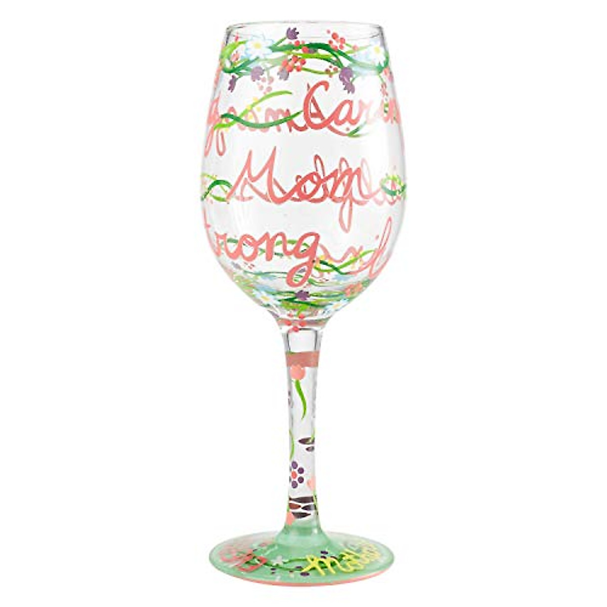 Enesco Designs by Lolita Mom Everyday Hand-Painted Artisan Wine Glass, 1 Count (Pack of 1), Multicolor