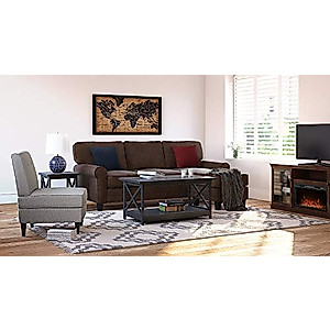 Serta Copenhagen Accent Chair Button Tufted Backrest, Sinuous Spring Seat Cushion, Rubberwood Legs, Upholstery for Living Room, Bedroom and Small Spaces, Polyester Woven Fabric, Modern Gray