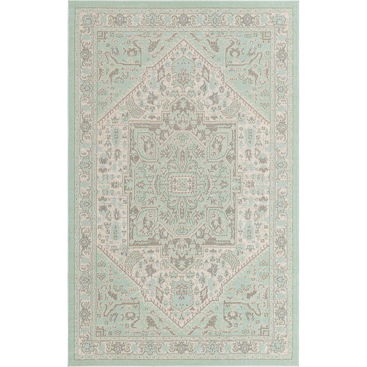 Unique Loom Whitney Collection Area Rug - Milano (4' 1" x 6' 1" Rectangle, Mint/ Ivory)