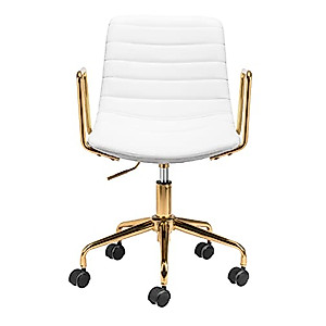 Zuo Modern - Eric Office Chair White & Gold - Modern - Seating - Steel, Foam, 100% Polyurethane - Indoor - 35.4in Height