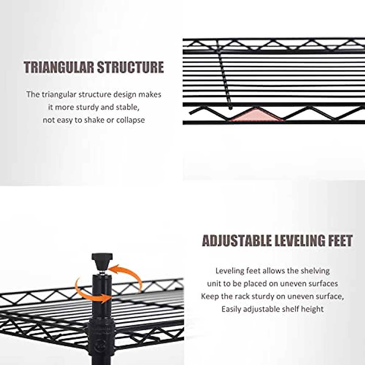 NChanmar 3-Tier Wire Shelving Unit Storage Shelves Shelf Organizer 30"x23"x12" Heavy Duty Metal Storage Rack Wire Rack NSF Height Adjustable for Laundry Bathroom Kitchen Garage Shelving(Black)