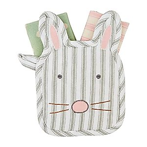 Mud Pie Bunny Pot Holder & Towel Set, Face, Holder 9" x 6" | Towel 12" x 12"