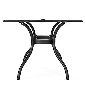 Christopher Knight Home Cayman Outdoor 6-Seater Cast Aluminum Dining Set, 7-Pcs Set, Black Sand