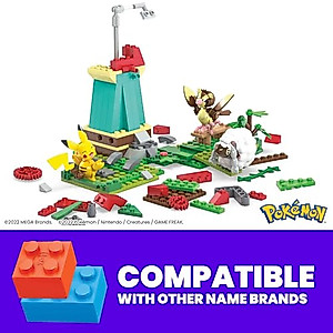 MEGA Pokémon Building Toys Set, Countryside Windmill with 240 Pieces, Motion and 3 Poseable Action Figures, for Kids