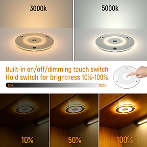 Obeaming 7.3 Inch 12 Volt LED Ceiling Dome Light, 720LM Dimmable Interior Light for RV Boat Camper Van Caravan Truck Motorhome Interior Lighting, Blue Light & Touch Switch(Warm White)