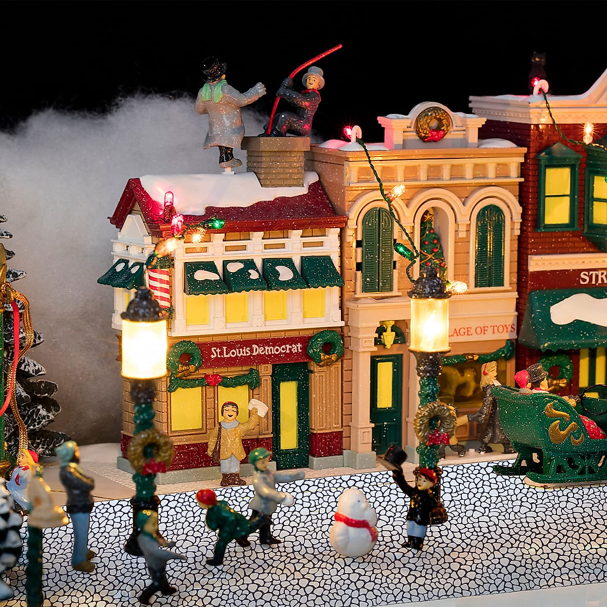 Christmas Village Accessories Christmas Village Brick Road Decorations Village Street Mat Miniature Cobblestone Brick Mat for Home Garden 4.7 x 47.2 Inch(Cobblestone Style,2 Pieces)