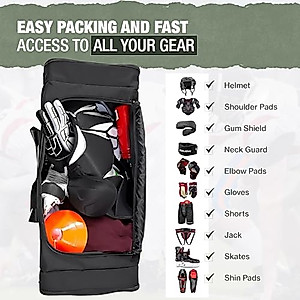 Jetstream Heavy Duty Hockey Bag | Multi Pocket Travel Duffel Bag | Large Sports Gym bag with Water Repellency | Foldable Luggage Bag with Padded Handles For Camping (36 Inch, Black)