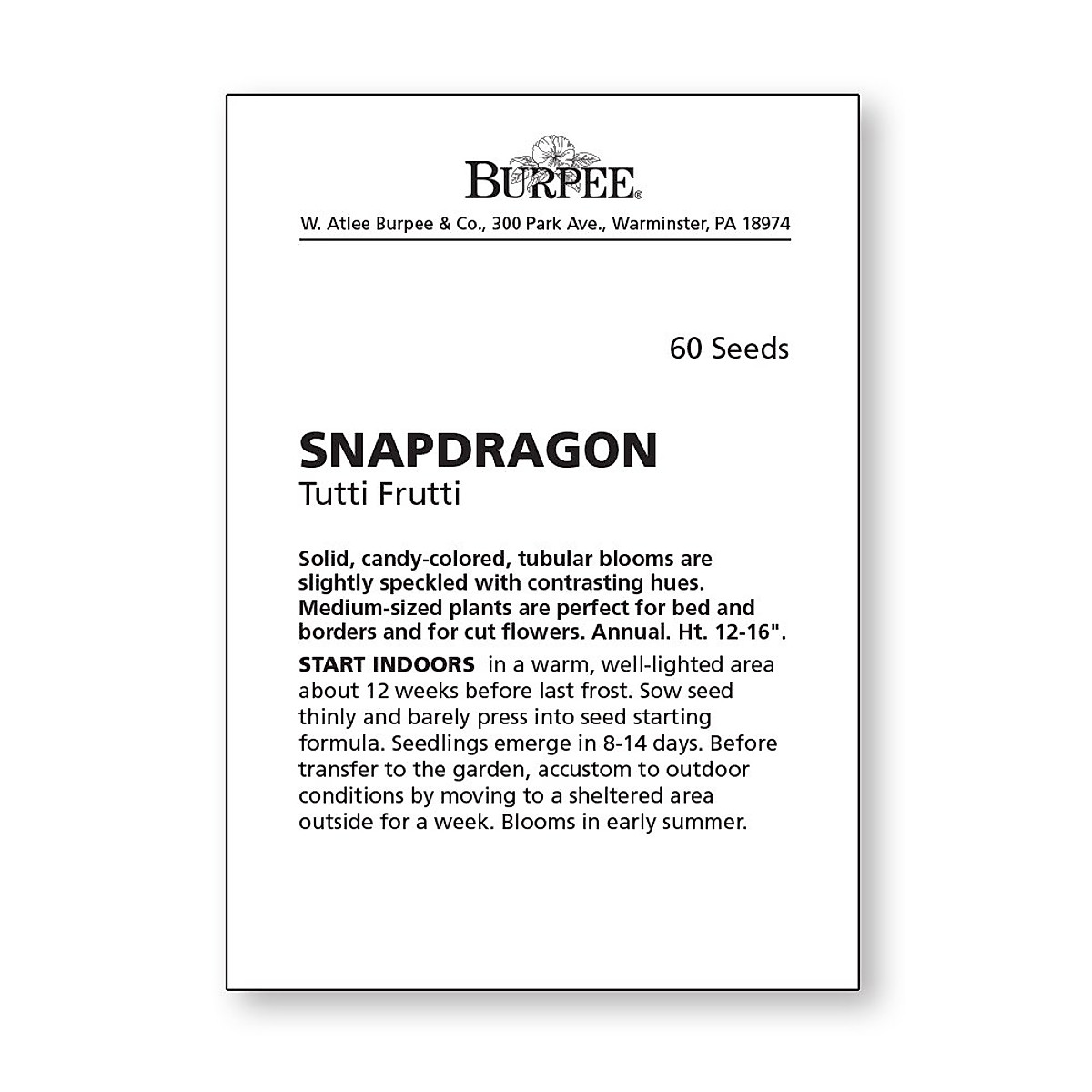 Burpee Tutti Frutti Snapdragon Seeds 60 seeds