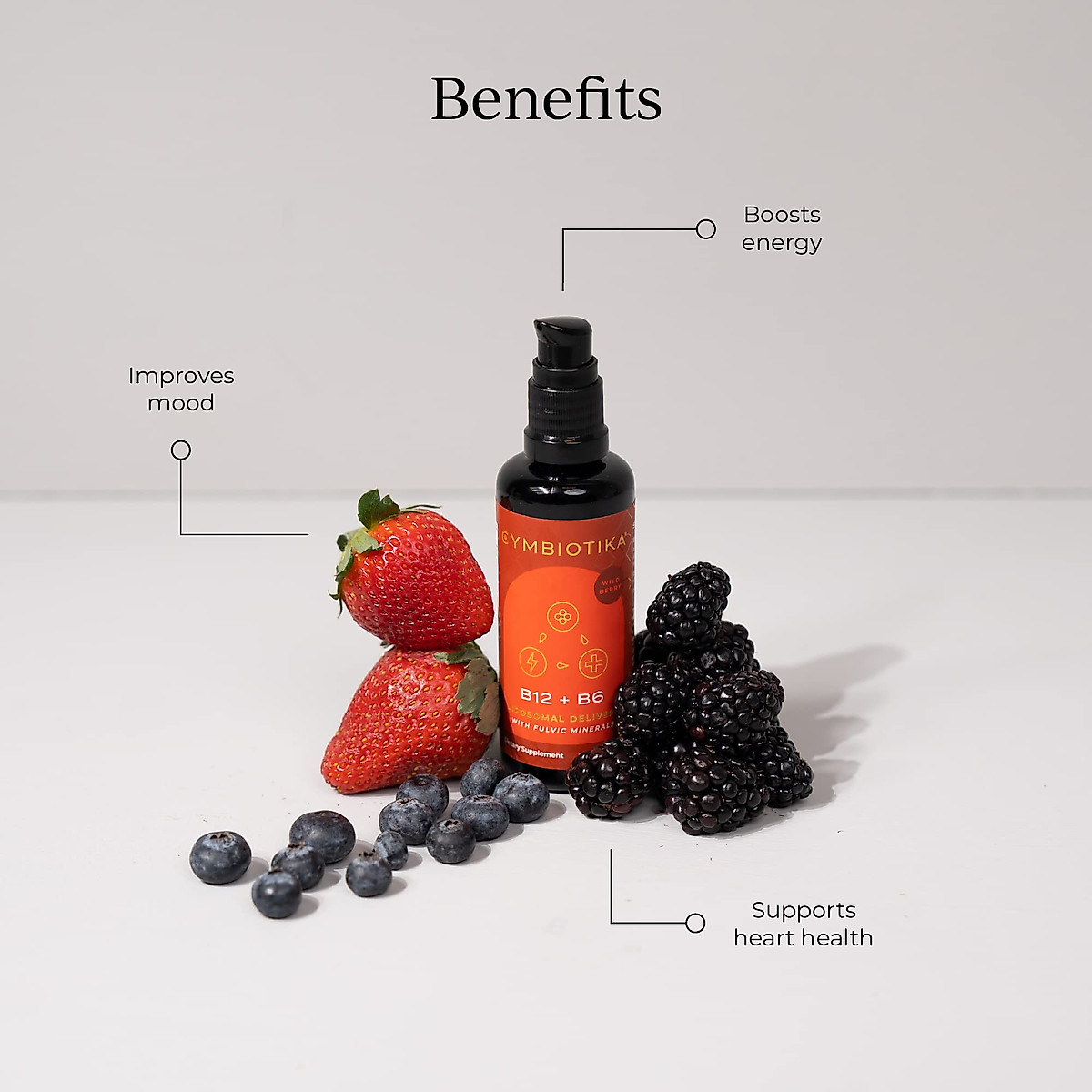 CYMBIOTIKA Liposomal Vitamin B12 Liquid Supplement, 1250 mcg, Supports Energy, Cell Production, Helps Strengthen Hair, Skin & Nails, Non-GMO, Gluten Free, Sugar Free, Keto & Vegan Friendly, 2 oz