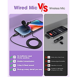 PoP voice Microphone Professional for iPhone Lavalier Lapel Omnidirectional Microphone for iPad, iPod, Condenser Mic for iPhone Audio & Video Recording, YouTube, Interview, Podcast, Vlogging(6.6 Feet)