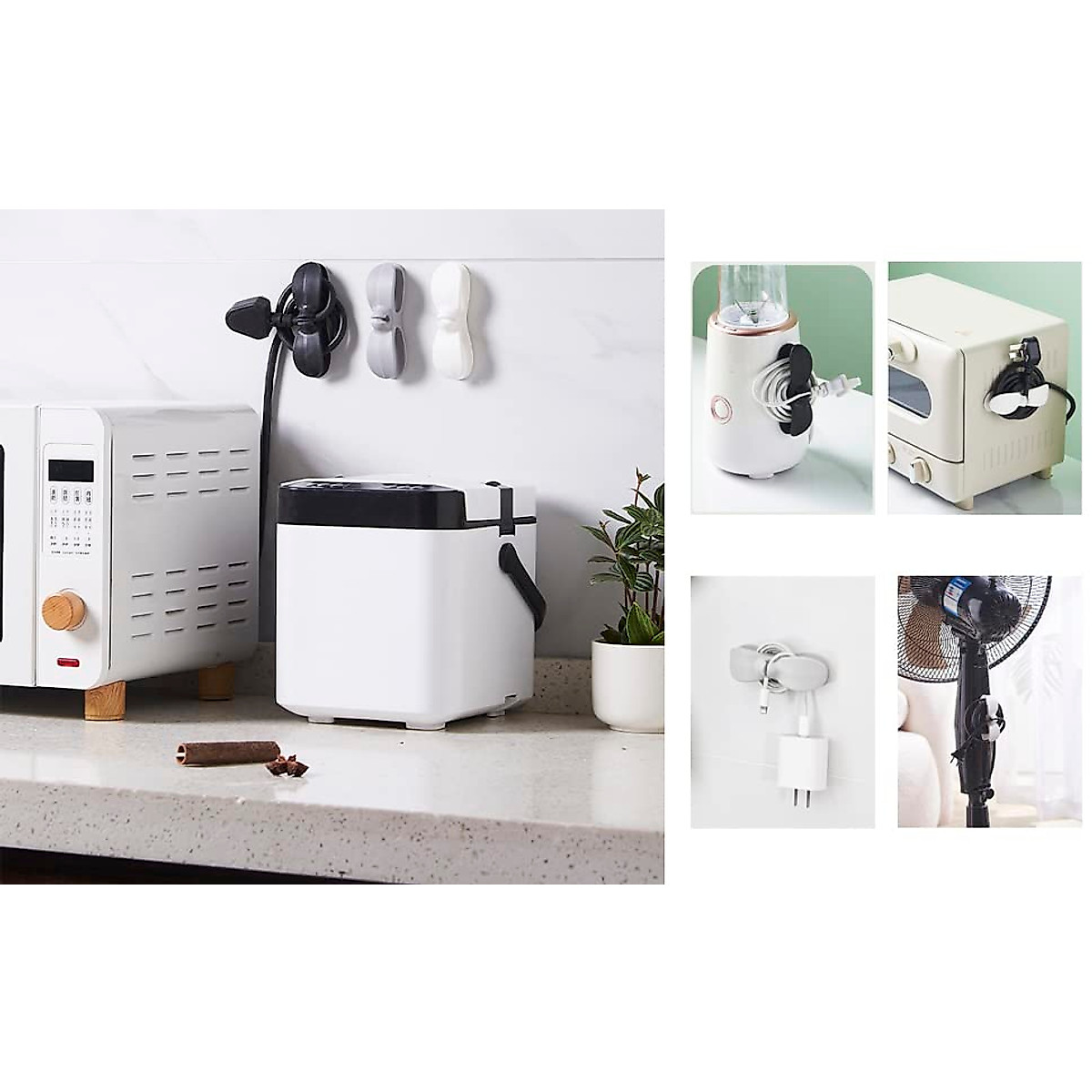 Cord Organizer for Kitchen Appliances Receiving Reel Upgraded, Best Power Cord Holder Winder Wrappers Silicone with Stick On Adhesive Amlits Accessories for Mixer, Pressure Cooker, Air Fryer (6 Pack)