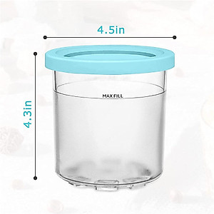 Creami Pints and Lids, for Ninja Creami Pint Containers,16 OZ Pint Storage Containers Safe and Leak Proof Compatible NC301 NC300 NC299AMZ Series Ice Cream Maker