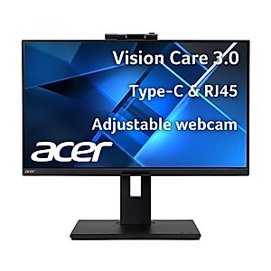 Acer B248Y bemiqprcuzx 23.8" FHD IPS Professional Docking Monitor | Adaptive-Sync | FHD Webcam | Delta E<2 | TUV/Eyesafe | Display Port 1.4, Display Port Out, HDMI 2.0, USB Type-C, Ethernet & USB Port