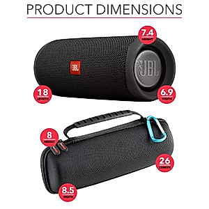 HOMEQUIP case for JBL Flip 5 with Speaker Flip 5 | Waterproof Portable Wireless Bluetooth Speaker Bundle Hard Shell Case - Rechargeable Battery, 2.5 Hours Charging, 12 Hours Playtime.