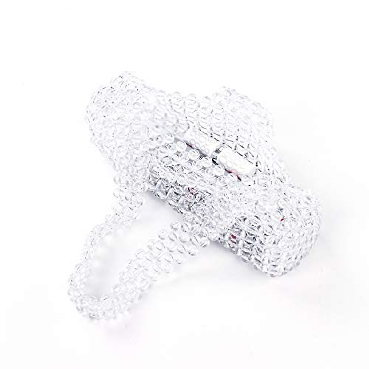 YUSHINY Women Candy Color Beaded Acrylic Handbag Evening Handmade Bags for Wedding Party (Clear)