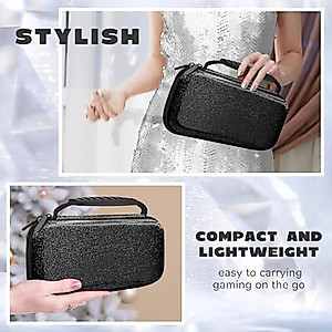 homicozy Glitter Carrying Case Compatible with Nintendo Switch OLED & Switch Console,Black Protective Hard Travel Case Shell Pouch for Nintendo Switch Console/Accessories,Switch Gaming Case for Girls
