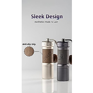 1Zpresso K-Ultra Manual Coffee Grinder Iron Gray with Carrying Case, Assembly Consistency Grind Stainless Steel Conical Burr, Foldable Handle, Numerical External Adjustable Setting, All-Round Grinder