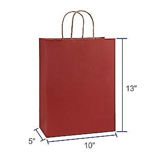 BagDream Gift Bags 10x5x13 Inches 25Pcs Red Stripes Kraft Paper Bags, Shopping Bags, Mechandise Bags, Retail Bags, Party Bags, Paper Gift Bags with Handles, 100% Recycled Paper Bags FSC Compliant