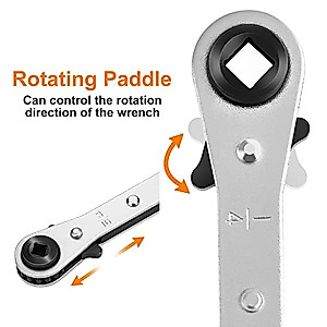 WADEO Ratchet Wrench Ratcheting Service Wrench 3/8” to 1/4” with Hex Bit Adapter for Air Conditioning, Refrigeration Equipment, Equipment Repair