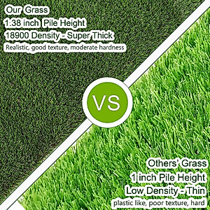 Fas Home Artificial Grass Turf 4FTX6FT(24 Square FT), 1.38" Pile Height Realistic Synthetic Grass, Drainage Holes Indoor Outdoor Pet Faux Grass Astro Rug Carpet for Garden Backyard Patio Balcony