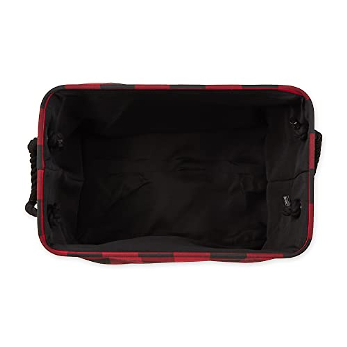 DII Buffalo Check Storage Collection Collapsible Bin with Handles, Medium Rectangle, 16x10x12, Red & Black