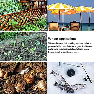 Auger Drill Bit - Garden Plant Flower Bulb Auger, 4" x 12" Easy Planter Garden Auger - Seedlings & Bedding Plant, Umbrella Hole Digger Solid Shaft Auger, Post Hole Digger for 3/8” Hex Drive Drill