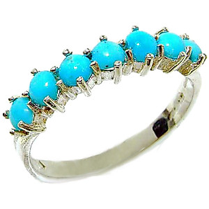 LetsBuyGold 925 Sterling Silver Real Genuine Turquoise Womens Anniversary Ring - Size 8