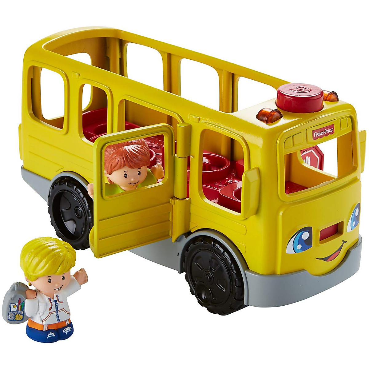 Fisher-Price Little People Musical Toddler Toy Sit with Me School Bus with Lights Sounds & 2 Figures for Pretend Play Kids Ages 1+ Years
