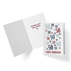 50th Birthday Card - Just A Number 50th Anniversary Card For Brother, Sister, Dad, Mom, Boyfriend, Grilfriend - 50 Years Old Birthday Card - Happy 50th Birthday Card - With Envelope
