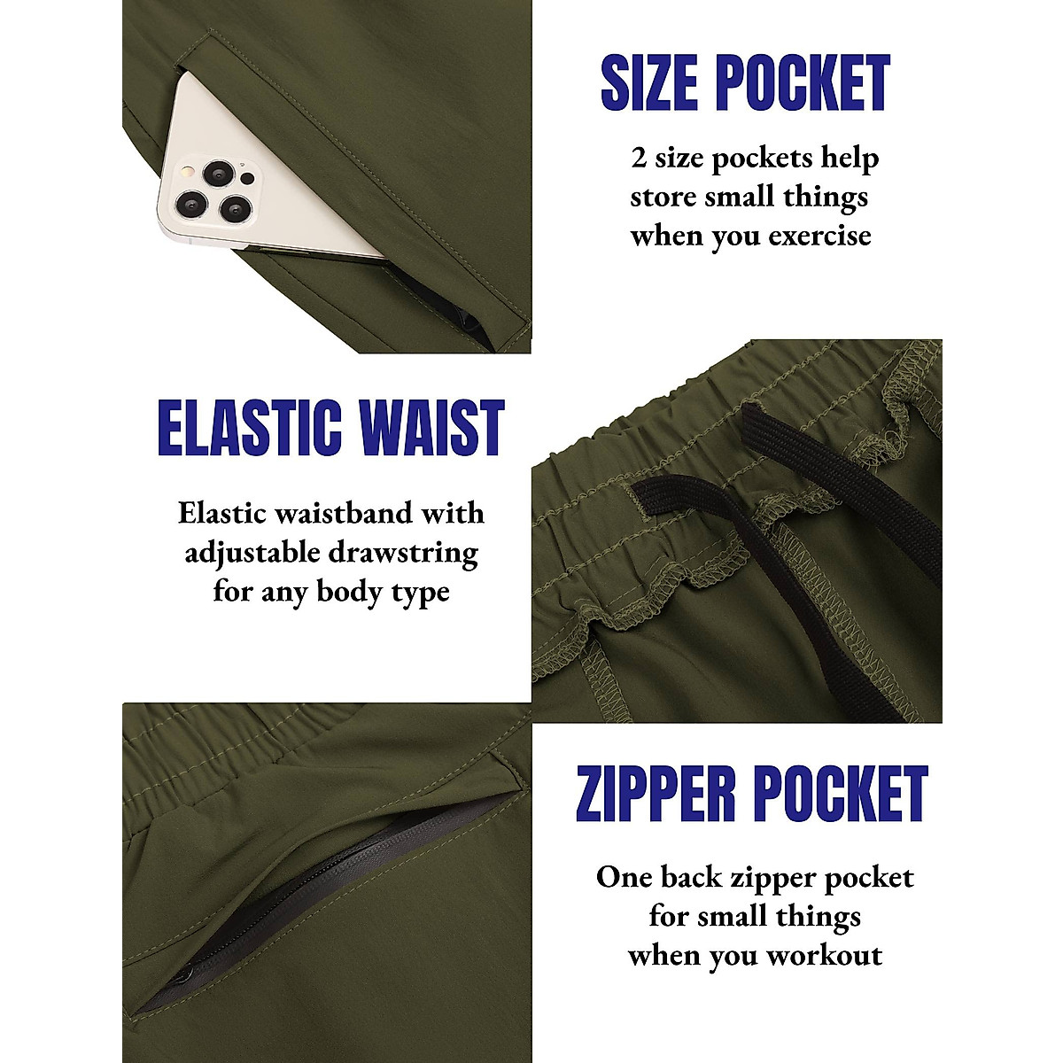 COOFANDY Men's 2 Pack Workout Shorts Quick Dry 7" Lightweight Sports Gym Running Shorts with Pockets Army Green/Black, XL