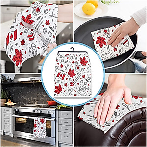 ZOE GARDEN Marple Beaver Flag Kitchen Towels, Absorbent Microfiber Kitchen Dish Hand Tea Bath Towel, Canada Red White Flag Quick Dry Cleaning Cloth Dishclothes Decorative Sets, (1-PC, 18x28)