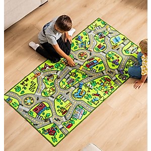 ToyVelt Kids Carpet Playmat Car Rug – Educational Road Traffic Carpet Multi Color Play Mat - Best Kids Rugs for Playroom & Kid Bedroom – for Ages 3-12 Years Old (43" L x 26" W)