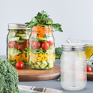 Gerrii 24 Pieces 16 oz Clear Plastic Mason Jars with Lids Refillable Mason Cocktail Cup Empty Canning Overnight Oats Container Plastic Candy Storage Jars Containers for Honey Spices Herbs