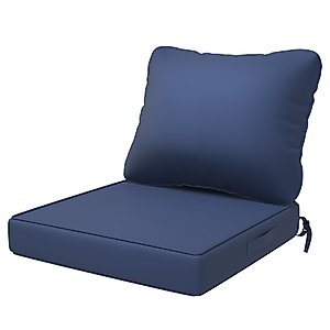 Amopatio Outdoor Cushions for Patio Furniture, 22x22 Outdoor Chair Cushions with Waterproof & Fade Resistant Cover, Deep Seat Replacement Patio Cushions with Adjustable Straps & Handle, Navy Blue