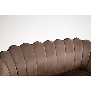 hegmentine Contemporary Velvet Loveseat Sofa,Modern Sofa Couch,Velvet 2-Seater Sofa with Durable Metal Legs and Comfort Back Cushion for Compact Living Room or Apartment,Living Room (Brown)