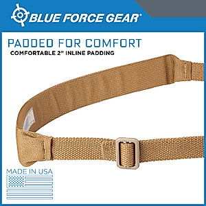 Blue Force Gear Padded Vickers Sling - 2 Point Padded Sling with Swivels - 57 – 67 inches (Black)