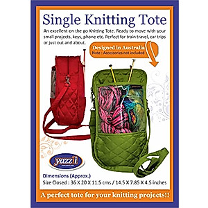 Yazzii Knitting Bag Tote & Yarn Storage Organizer - Yarn and Knitting Project Tote Bag - Stores Yarn, Knitting Needles, Crochet and Knitting Accessories - Green