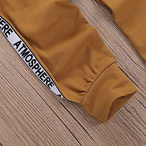 Arvbitana Unisex Toddler Baby Boy Girl Spring Fall Winter Clothes Long Sleeve T-Shirt Tops+Long Pants Two Piece Solid Outfit (D-Two Piece Khaki Brown, 3-4T)