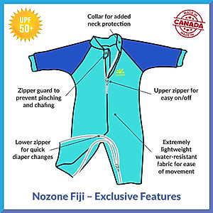 Nozone Fiji Sun Protective Baby Swimsuit in Aquatic/Blue, 0-6 Months