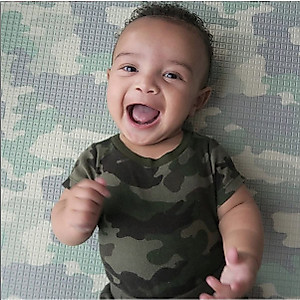 Large Waterproof Thick Padded Foam Baby Play Mat for Infants, Babies, Toddlers - for Play, Crawling & Tummy Time - 70 x 59 in. - Reversible, Double-Sided, Non-Toxic, Non-Slip Playmat - Star/Camo