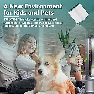 HEPA Filter Replacement for Dyson Tower Purifier Pure Cool Link TP01, TP02, TP03, AM11, BP01, Funmit 360° Combi HEPA and Activated Carbon Filter, Compared to Part 968126-03